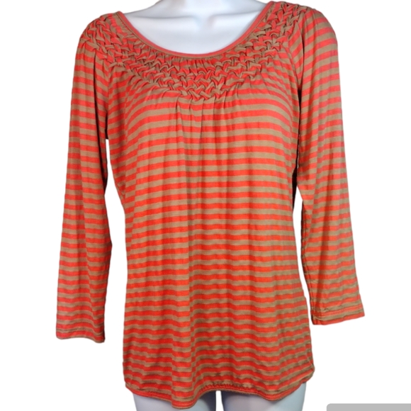 Maria Gabrielle | Tops | Maria Gabrielle Scoop Neck Peasant Cayenne Tan ...
